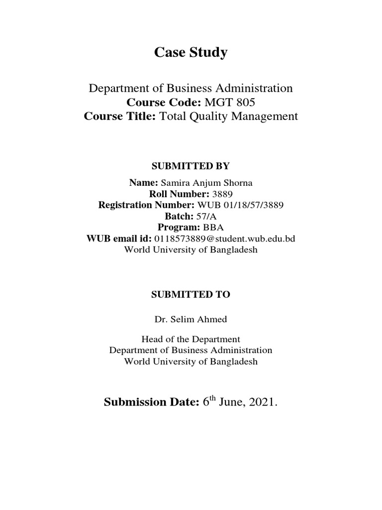 Case Study - Total Quality Management | PDF | Advertising | Customer