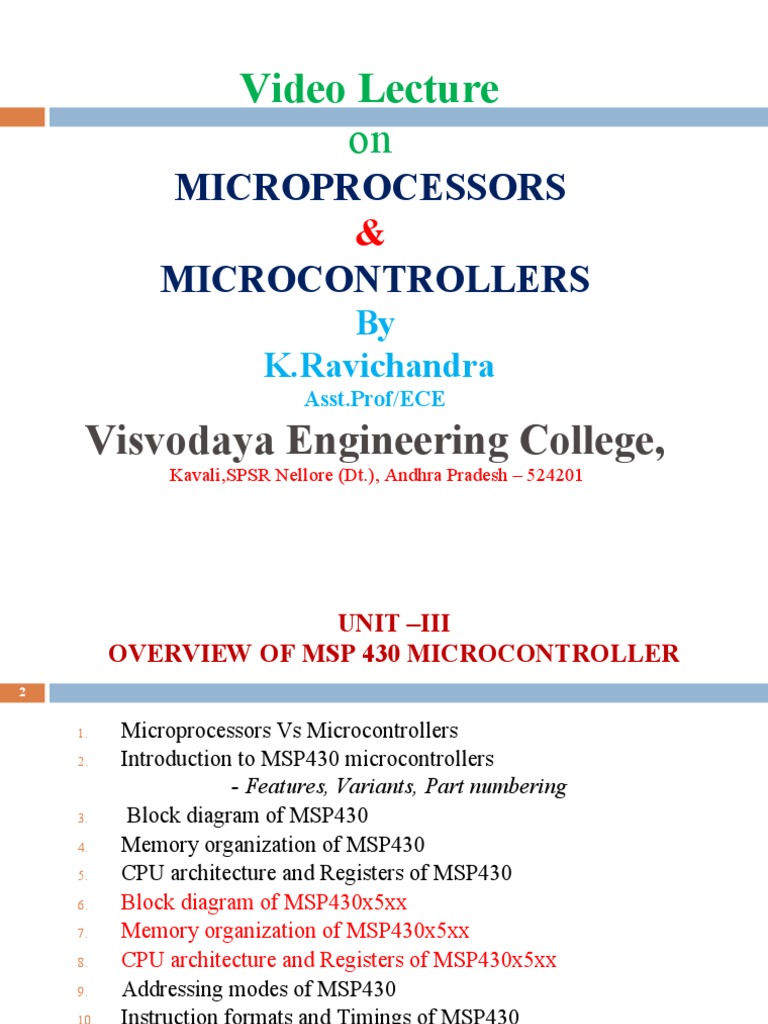 Video Lecture: Microprocessors Microcontrollers | PDF | Microcontroller ...