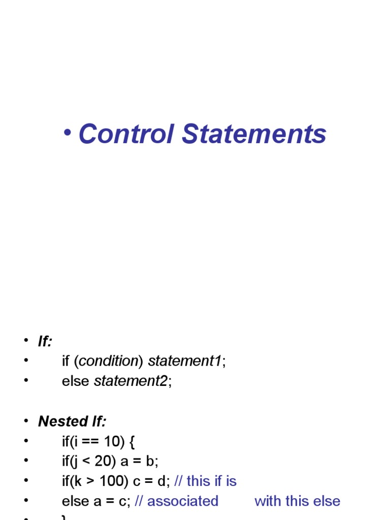 Control Statements | PDF | Control Flow | Computer Programming