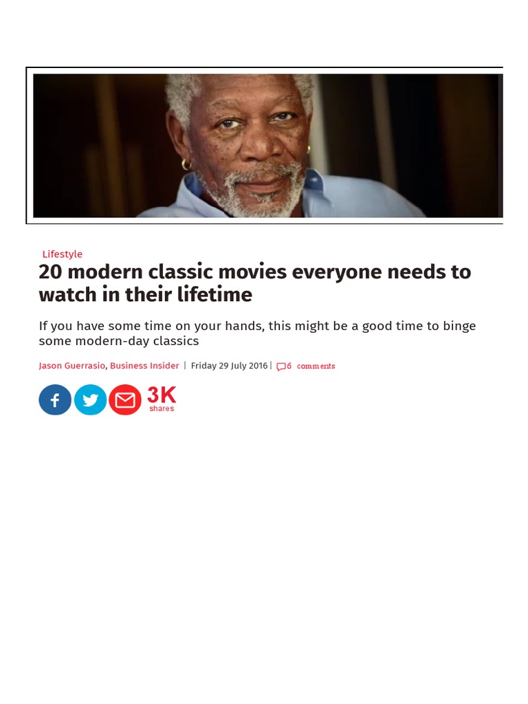 20 Modern Classic Movies Everyone Needs To Watch in Their Lifetime ...