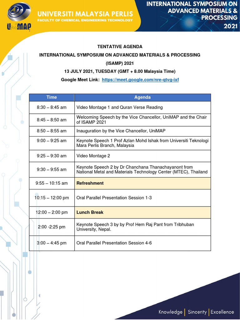 Isamp 2021 Tentative Agenda | PDF | Science & Mathematics