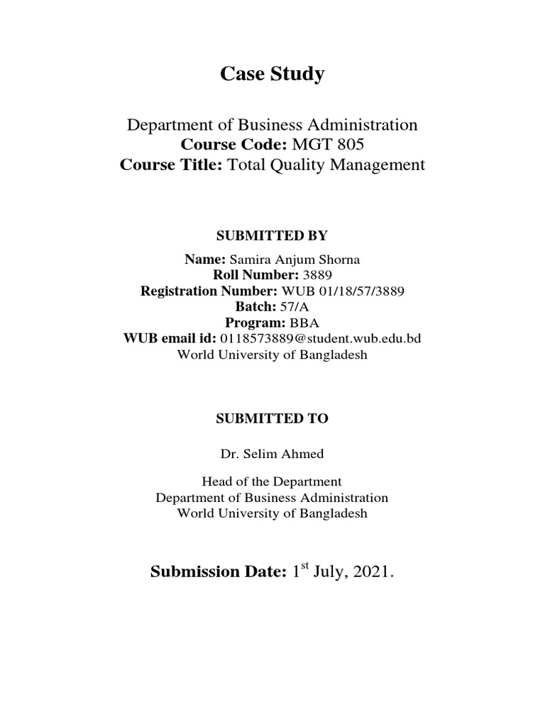 Case Study - Total Quality Management | PDF | Lean Manufacturing | Business