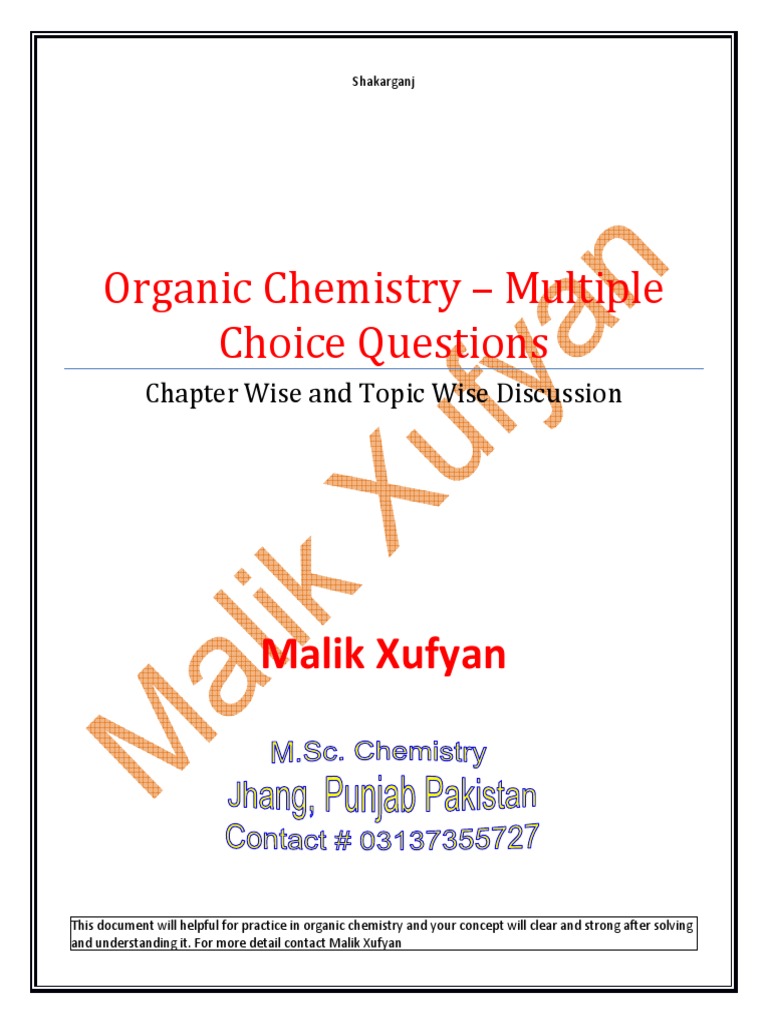Organic Chemistry - Multiple Choice Questions: Chapter Wise and Topic ...