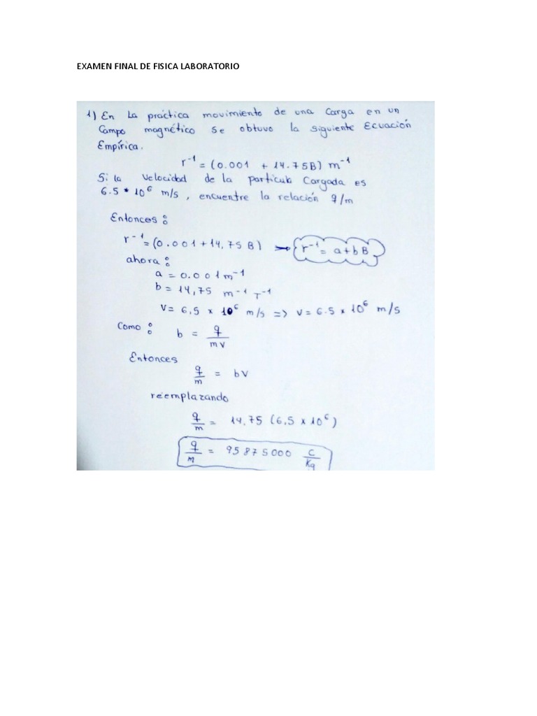 EXAMEN FISICA II LABORATORIO Preguntas y Respuestas | PDF