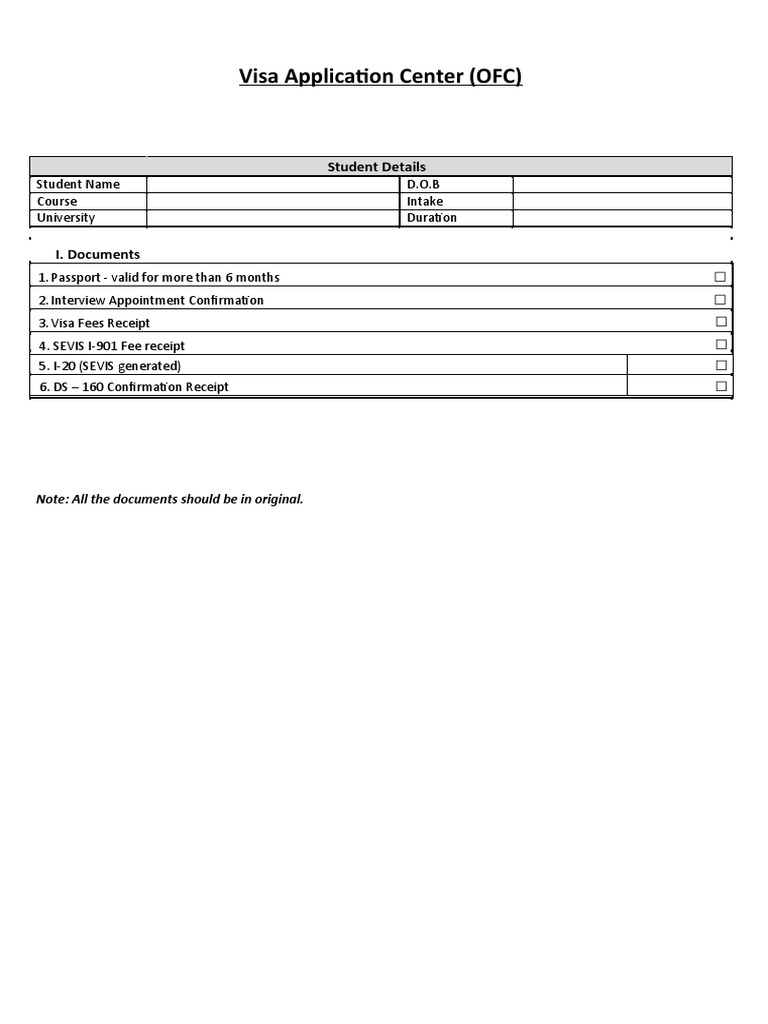Visa Application Center (OFC) : Student Details | PDF