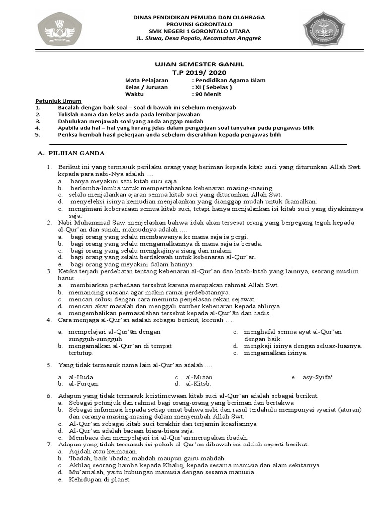 Soal Agama Kelas Xi | PDF