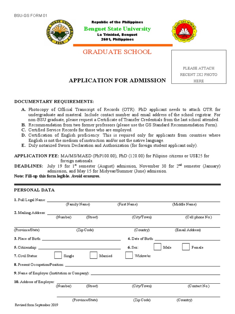 GS FORM 01-Application For Admission Form | PDF | Thesis