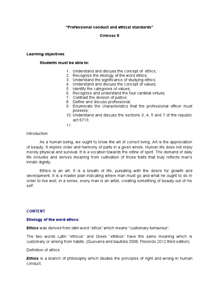 Complete Module For Crimsoc 5 Ethics | PDF | Value (Ethics) | Morality