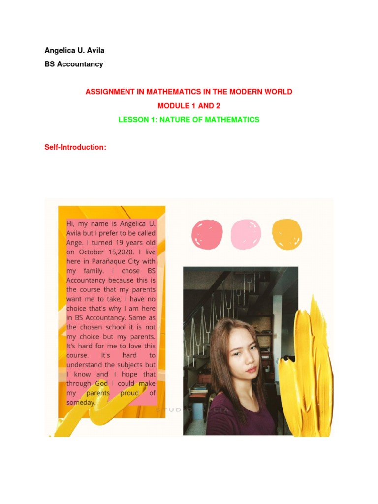 1BSA-ABM5.Lesson 1 & 3. Avila - Angelica | PDF | Applied Mathematics ...