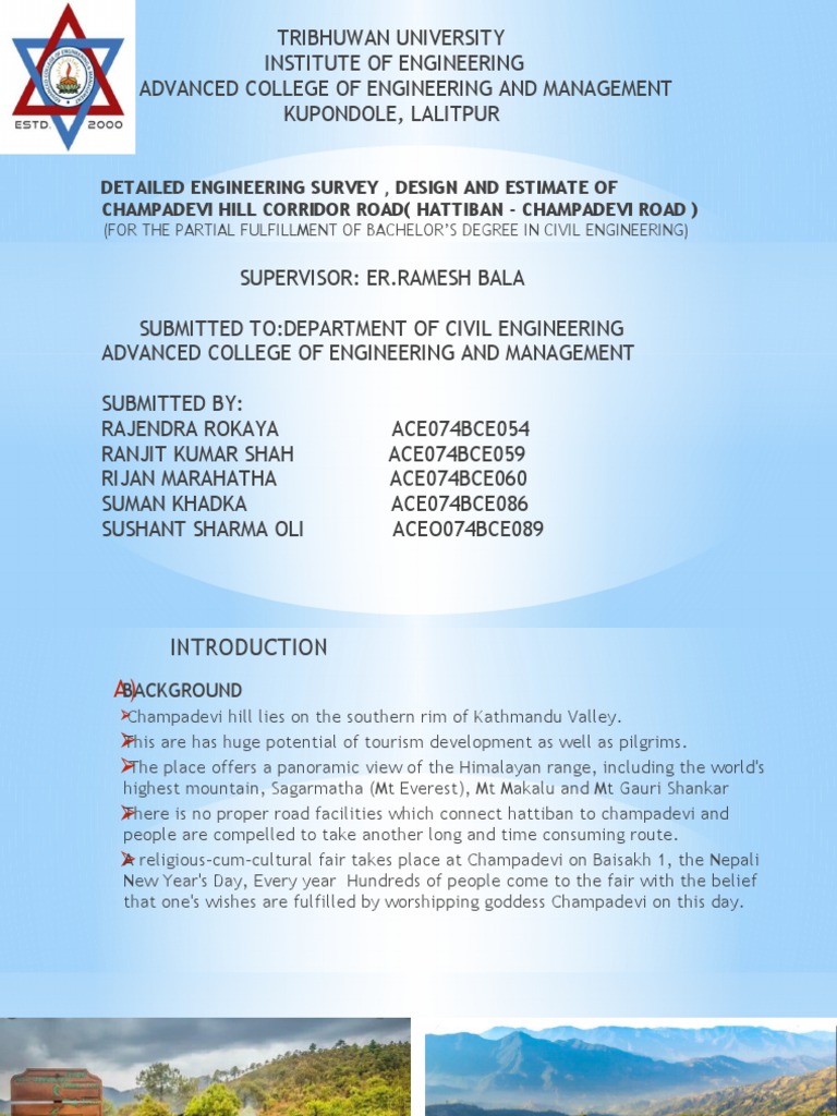 Champadevi Hill Road Design Project | PDF | Road | Surveying