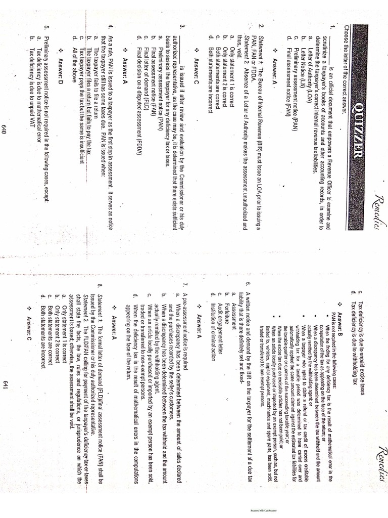 BUSTAX Reviewer (Remedies) | PDF