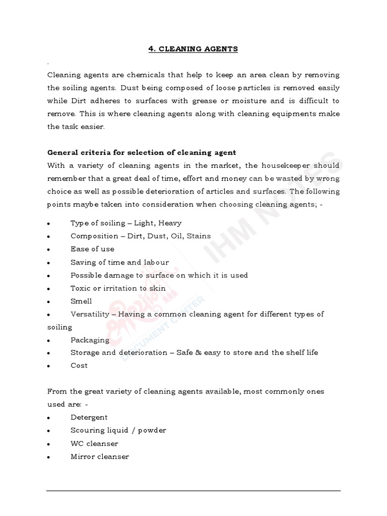 Ch-4, Cleaning Agents | PDF | Sodium Hydroxide | Disinfectant