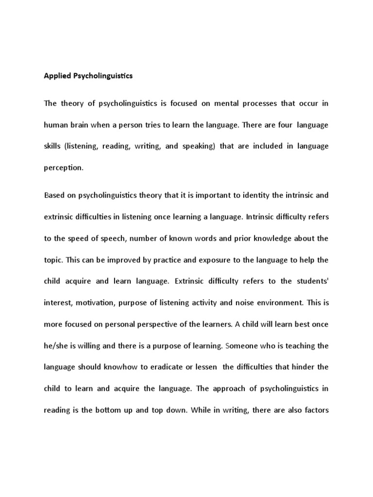 UTS Applied Psycholinguistics | PDF | Career & Growth | Science ...