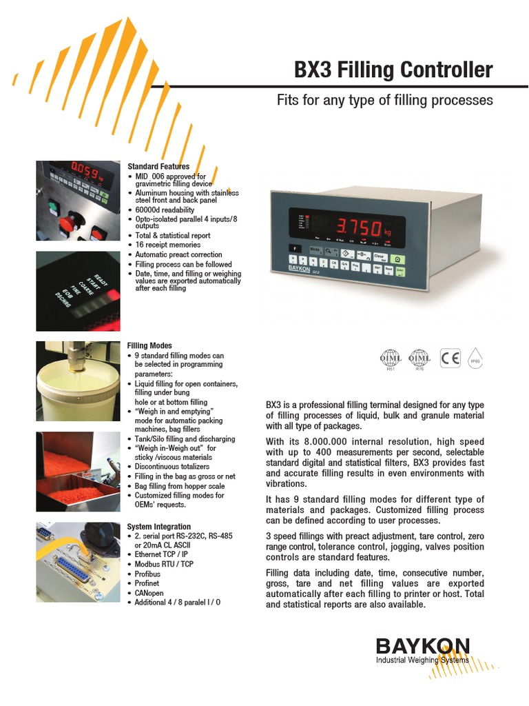 Baykon Bx3 Filling Controller Catalogue | PDF | Manufactured Goods | Computer Hardware