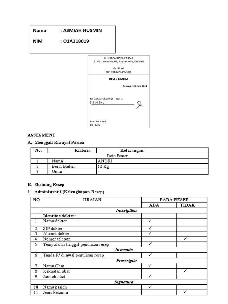 Skrining Resep dan Analisis DRP Pasien | PDF