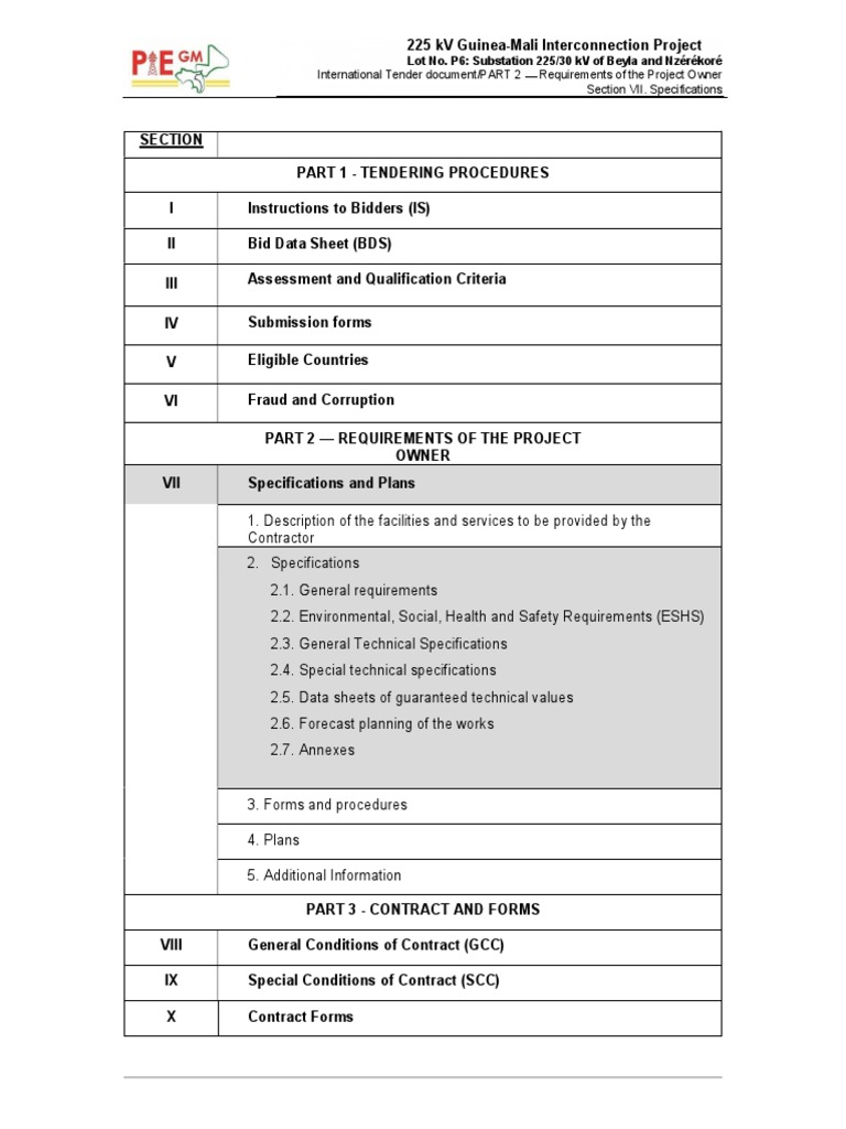 Technial Specification - General Requirement Part 1 | PDF | Electrical ...