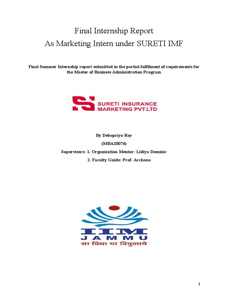 Final Internship Report As Marketing Intern Under SURETI IMF | PDF ...