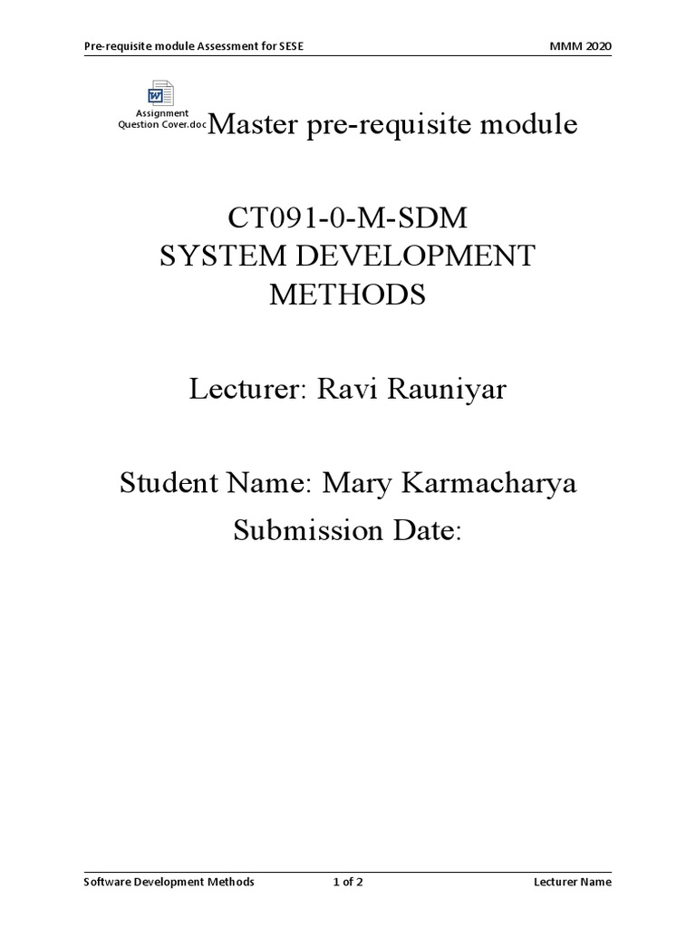 Assignment 2020 Pdf Software Development Process Agile Software 8352