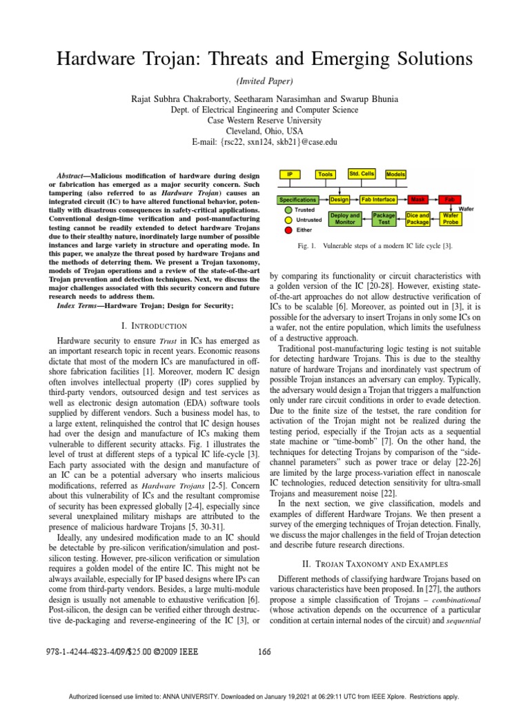 Hardware Trojan: Threats and Emerging Solutions | PDF | Logic Gate ...