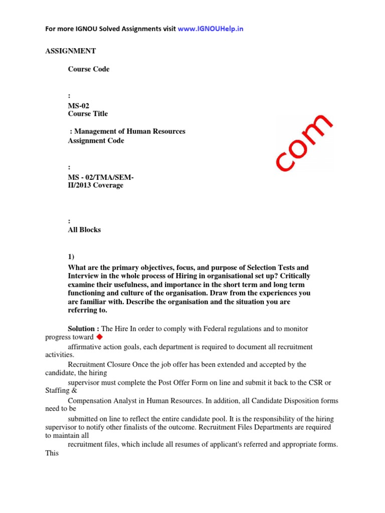 MS - 02 Solved Assignment | PDF | Performance Appraisal | Competence (Human Resources)