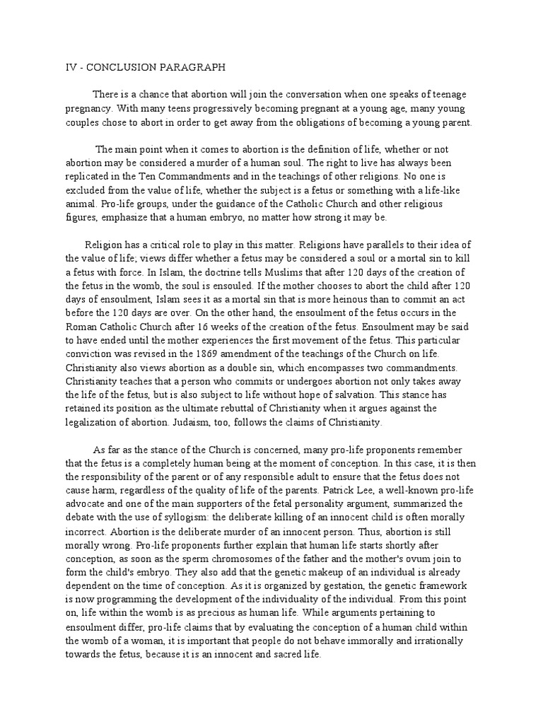 Conclusion Paragraph (Abortion) | Download Free PDF | Abortion | Human ...