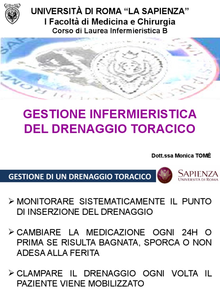 Gestione Infermieristica Drenaggio Toracico | PDF