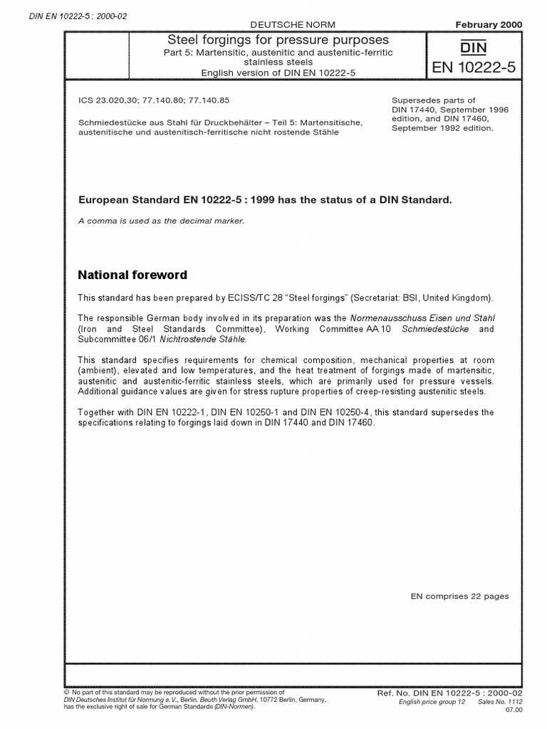 En 10222-5 | Download Free PDF | Heat Treating | Steel