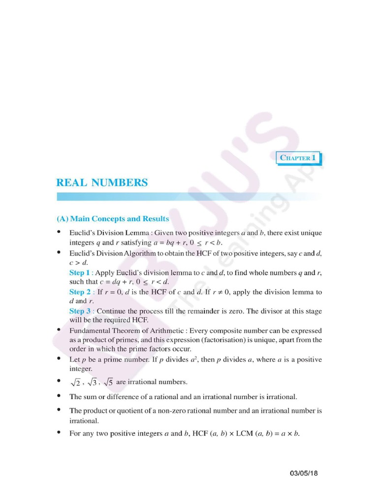 Ncert Exemplar Class 10 Maths Chapter 1 | PDF