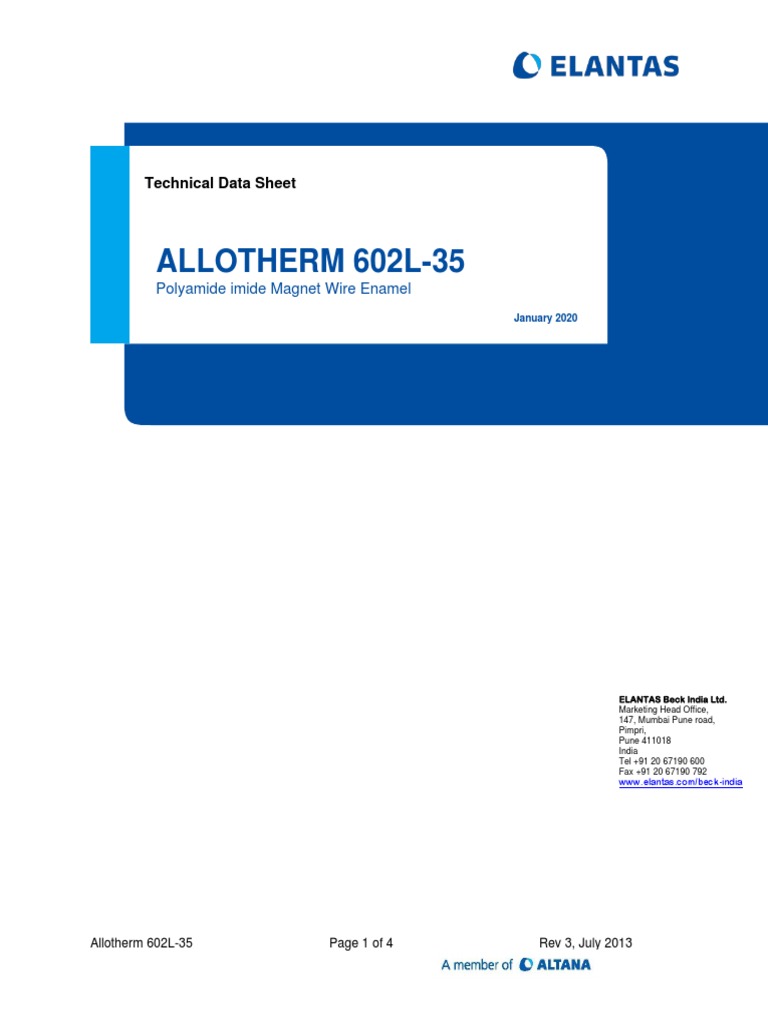 ALLOTHERM 602L-35: Technical Data Sheet | PDF | Materials | Chemical Substances
