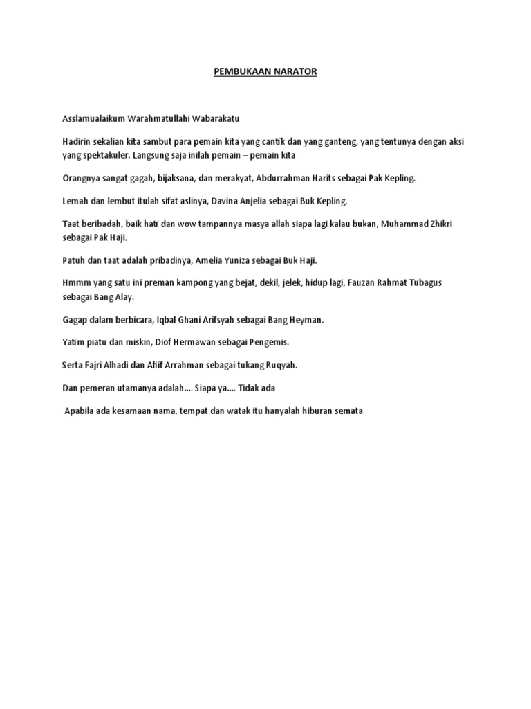 Pembukaan Narator | PDF
