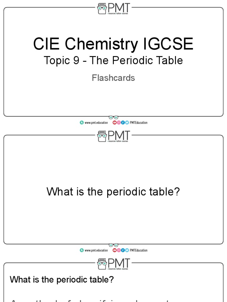 Flashcards - Topic 9 The Periodic Table - CAIE Chemistry IGCSE | PDF ...