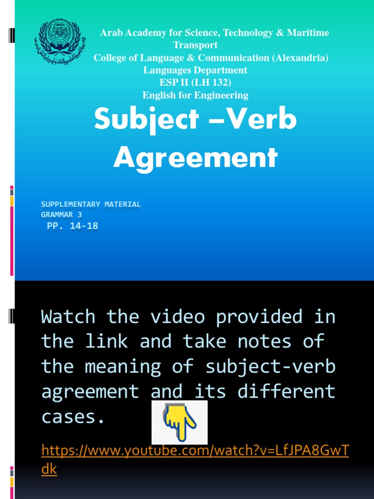 Subject-Verb Agreement | PDF | Grammatical Number | Plural