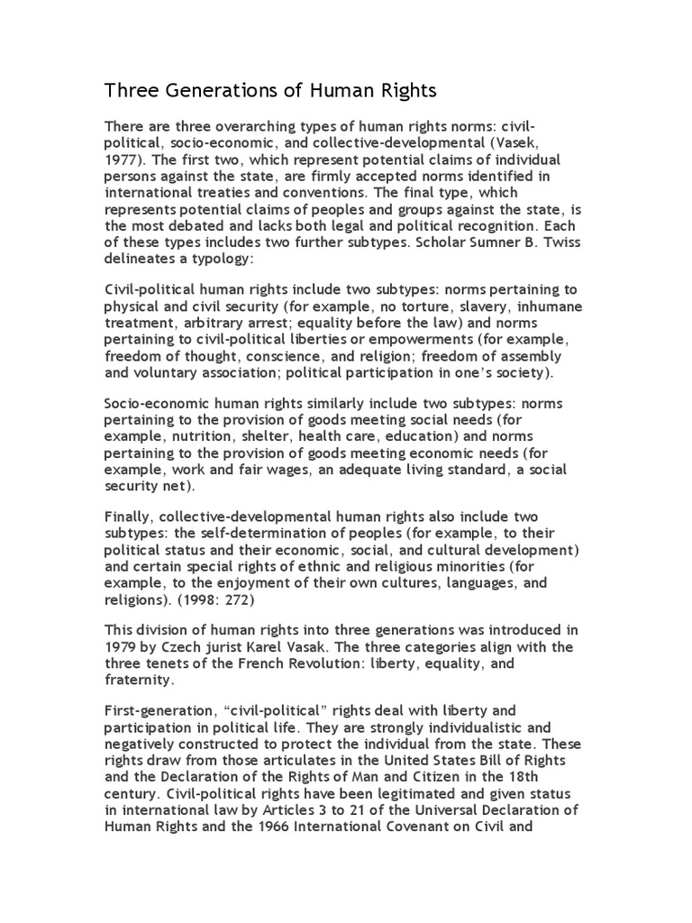 Three Generations of Human Rights | PDF | Human Rights | Philosophical ...