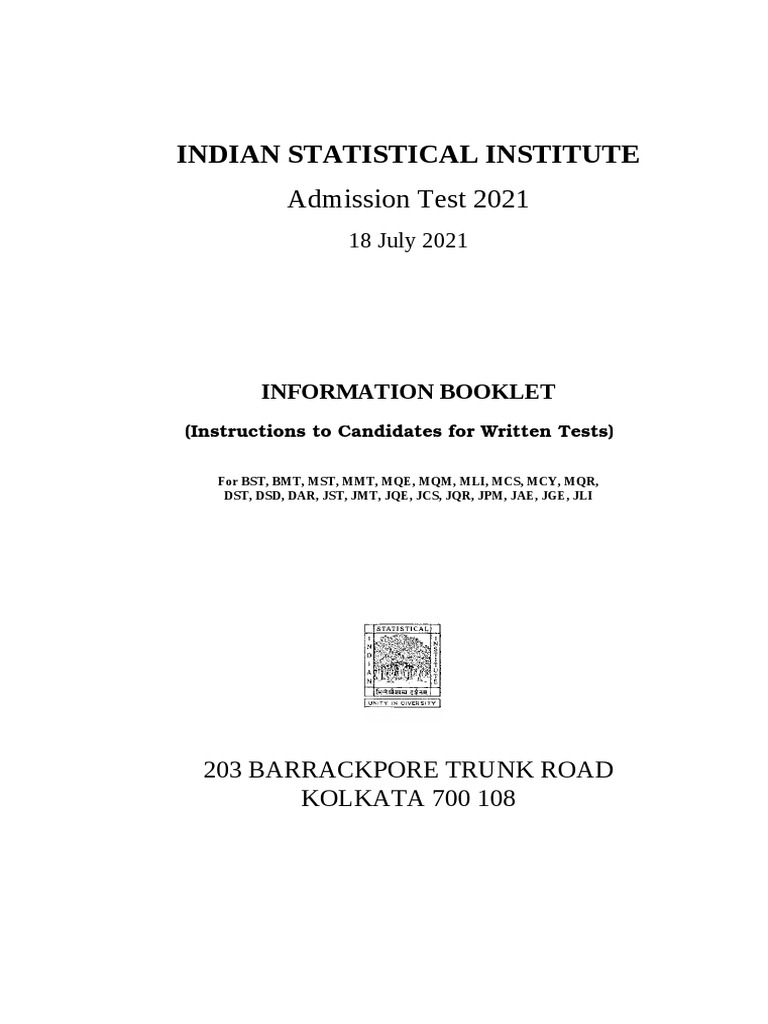 Information Booklet For Candidates 2021 | PDF | Multiple Choice | Question