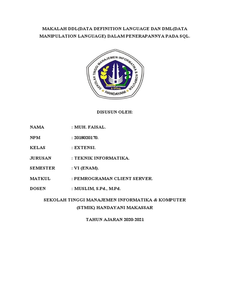 Data Manipulation Language (DML) dan Data Definition Language (DDL ...