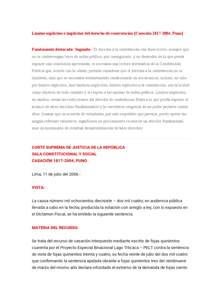 Límites Explícitos e Implícitos Del Derecho de Contratación | PDF ...