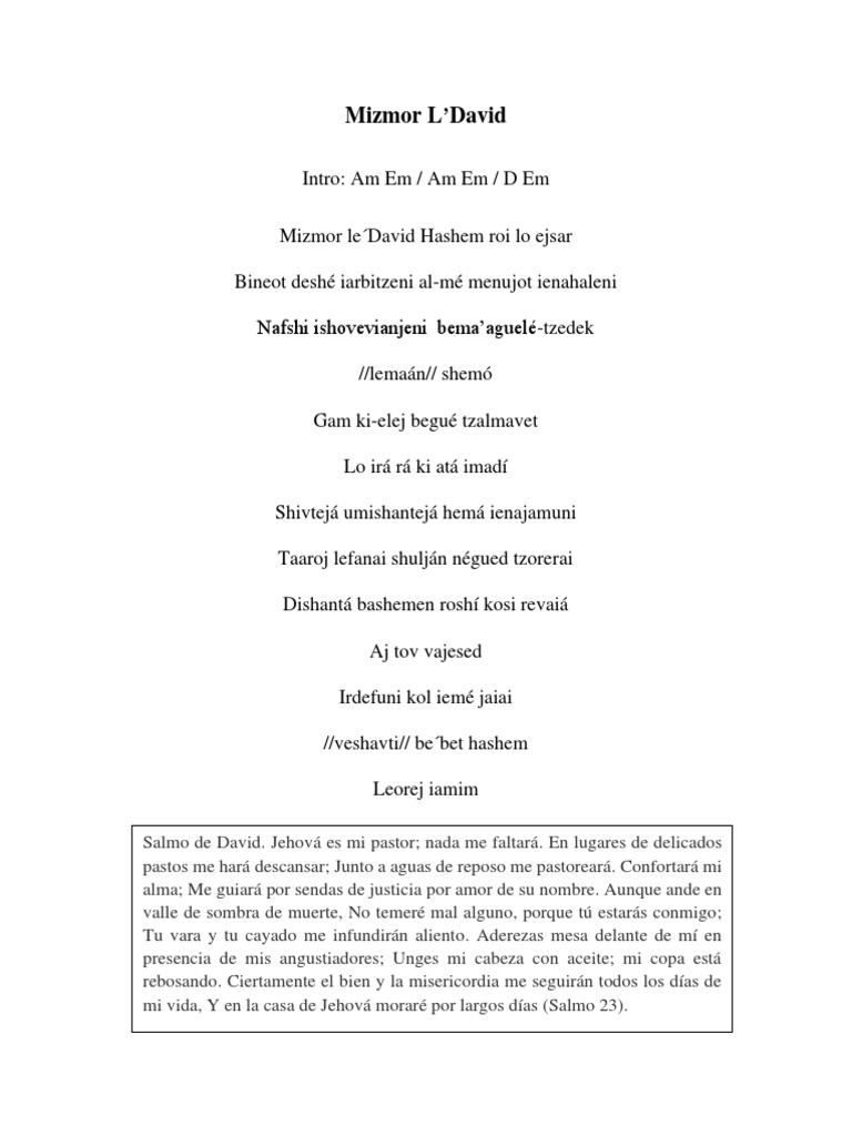 Mizmor L’David: El buen pastor de Dios | PDF