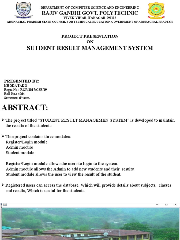 Sutdent Result Management System: Rajiv Gandhi Govt. Polytechnic | PDF ...