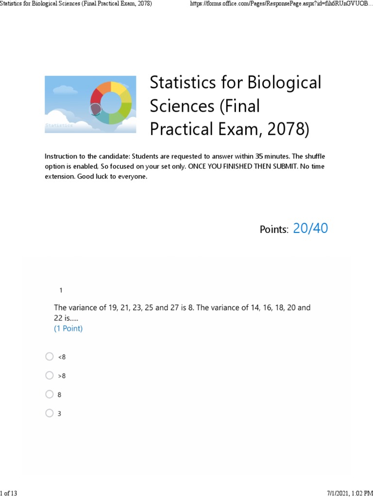 Statistics For Biological Sciences (Final Practical Exam, 2078) | PDF ...