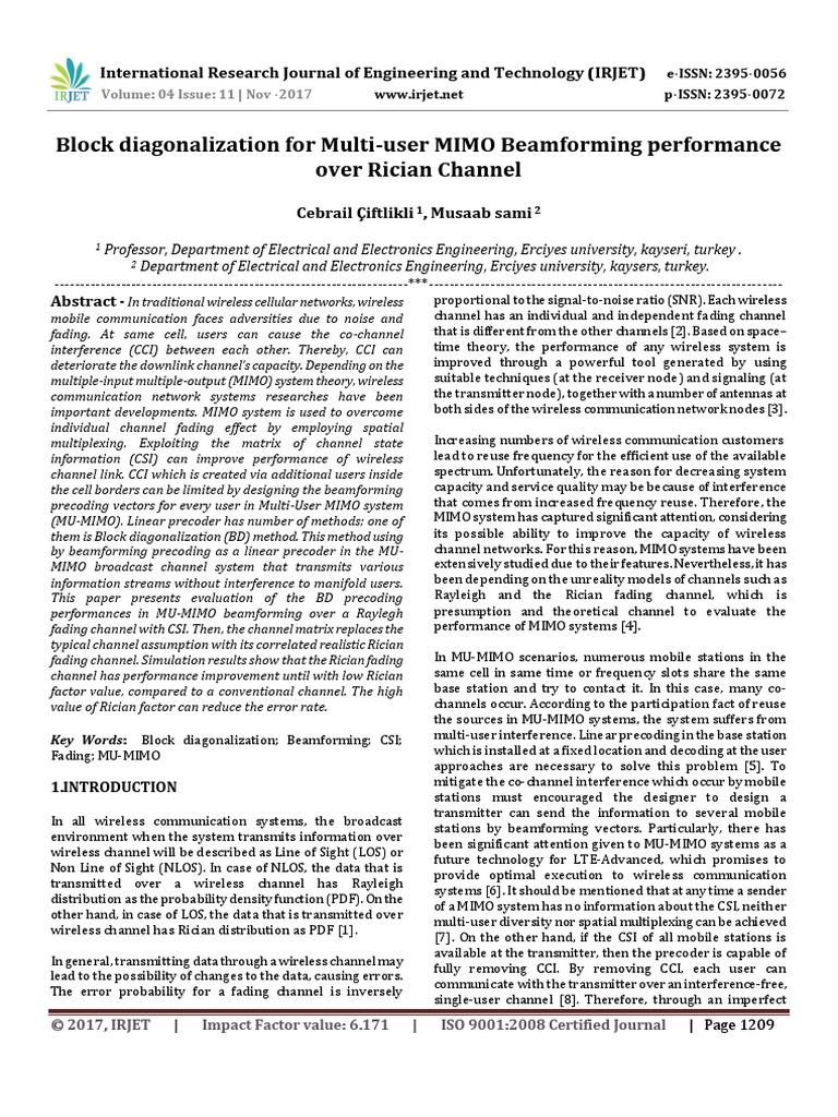 2017 BD With Rician Channel | PDF | Mimo | Duplex (Telecommunications)