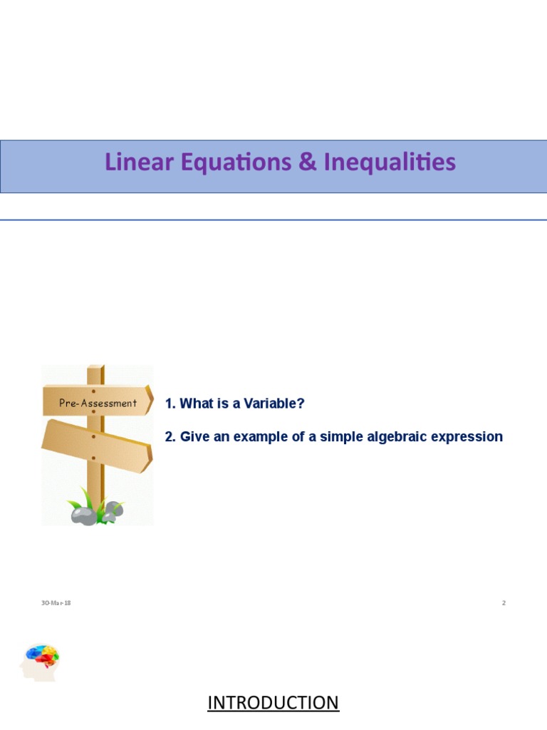 Solving Linear Equations and Inequalities: An Introduction to Working ...