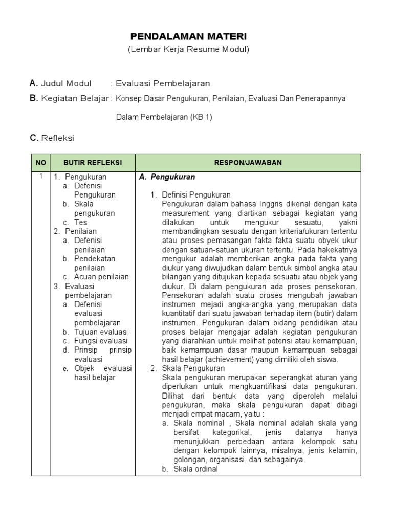 Resume Modul 10 KB.1 (KONSEP DASAR PENGUKURAN,) | PDF