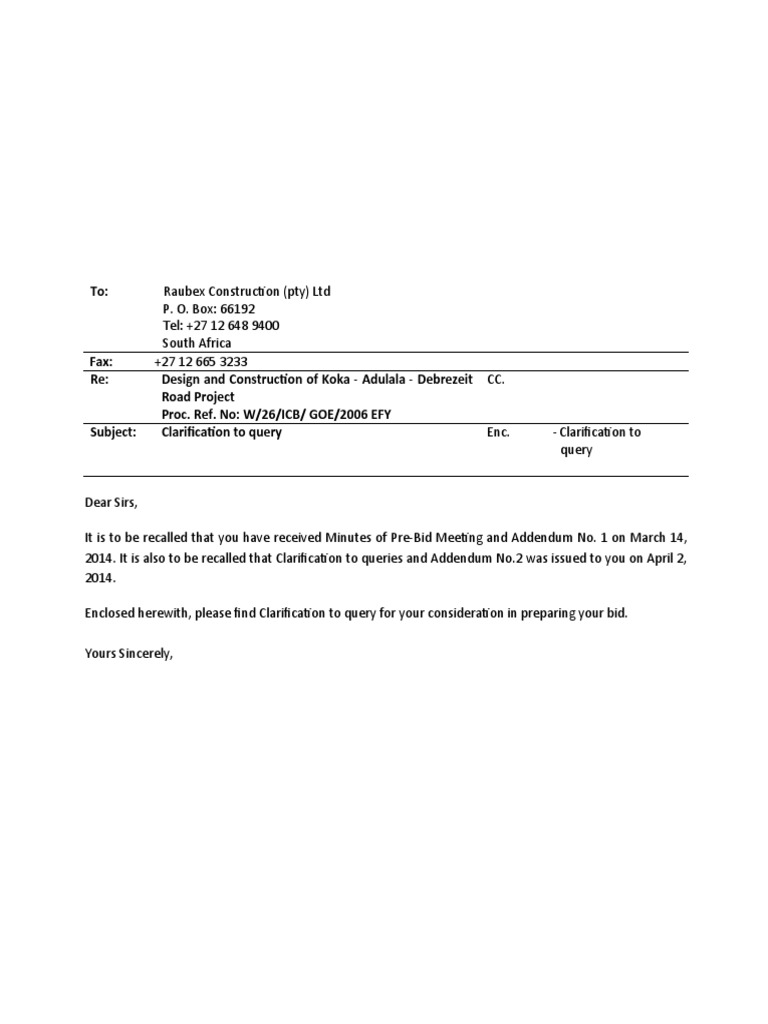 Cover Letter For Clarification 2 | PDF | Real Estate Law | Economic Sectors