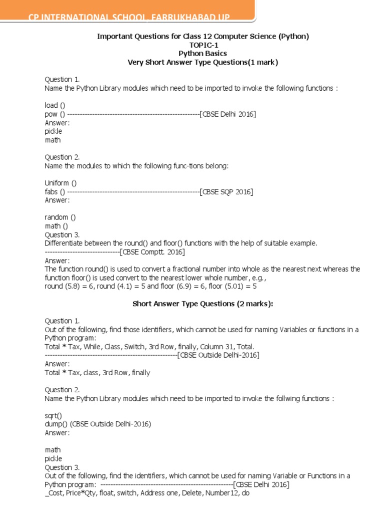 CP International School, Farrukhabad Up | PDF | Parameter (Computer ...