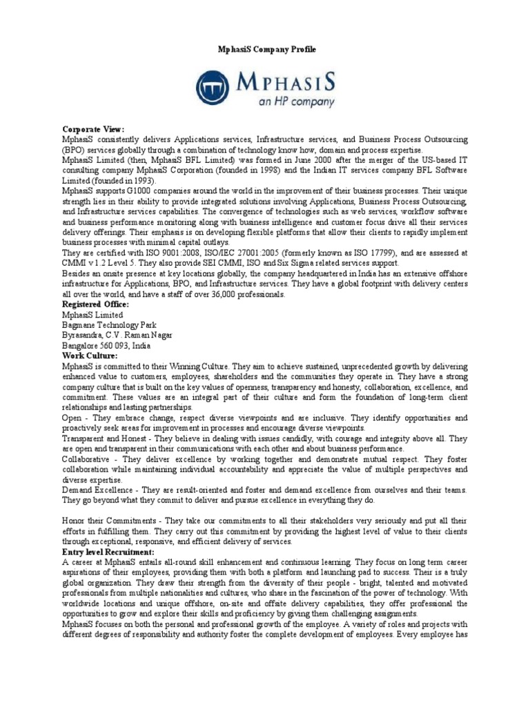 A Comprehensive Profile of MphasiS: An Overview of its Corporate ...