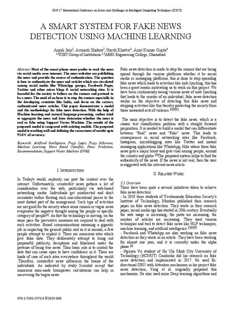 Ieee Paper | PDF | Support Vector Machine | Statistical Classification