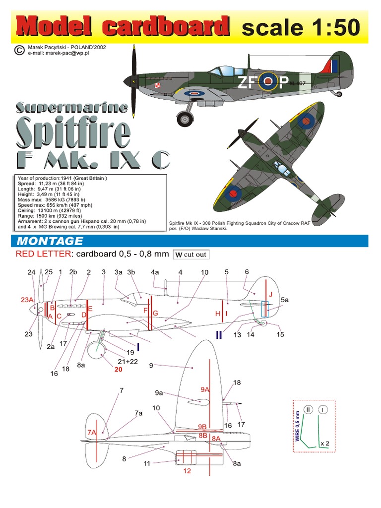 Model Cardboard 2002 Supermarine Spitfire F Mk. IX C | PDF
