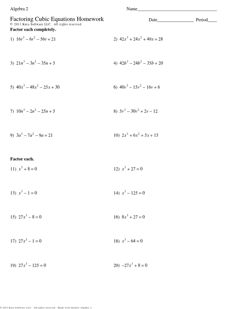 Day 3 Factoring Cubics | PDF | Algebra | Equations