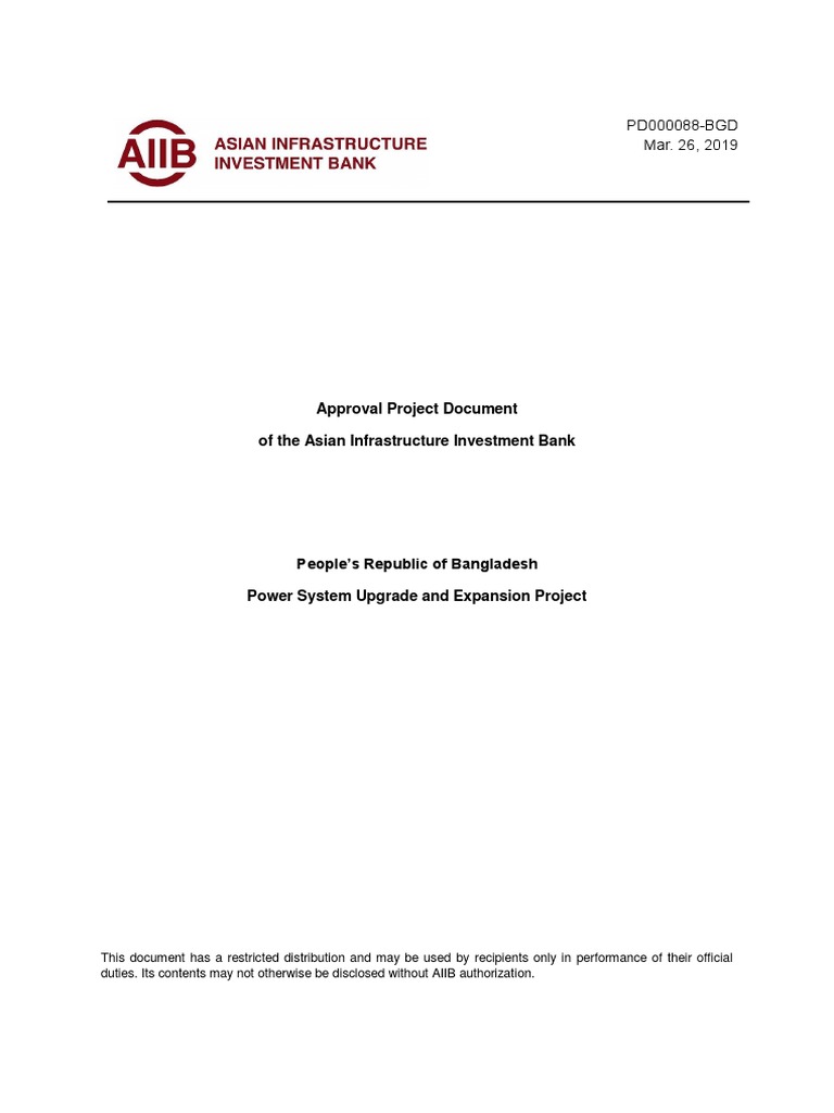 Asian Infrastructure Investment Bank Power System Upgradation BD | PDF ...