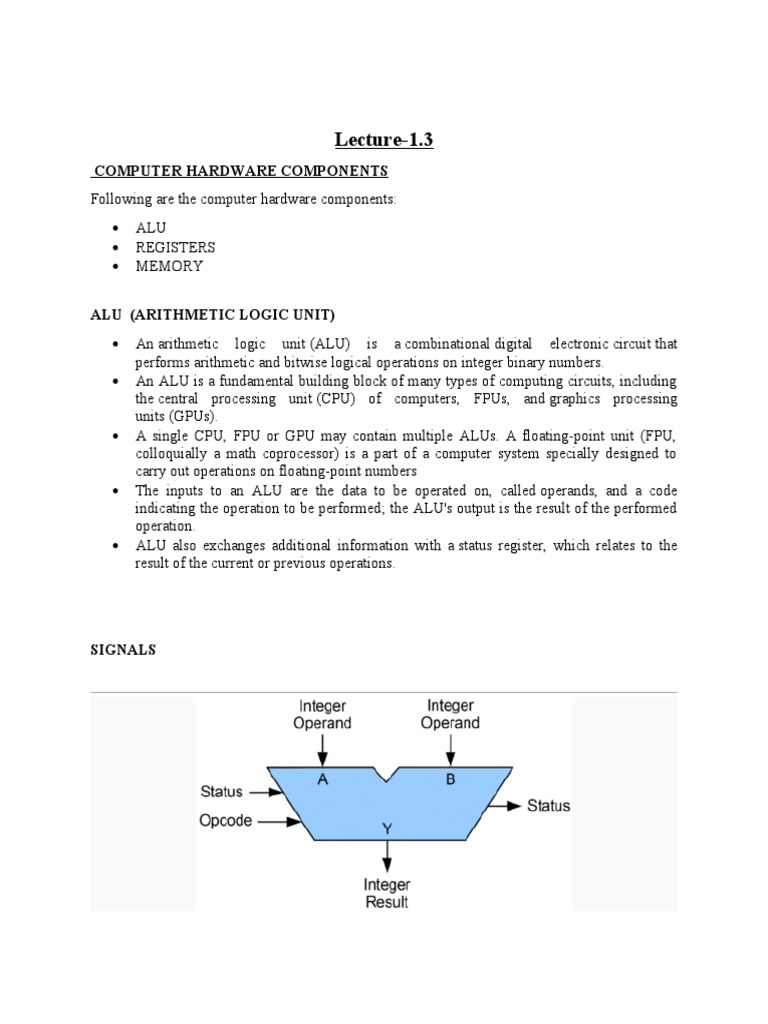Chapter 1lecture 1.3 (Computer Hardware Components) Notes+Homework ...